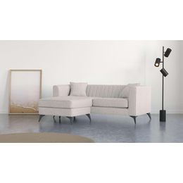 Ecksofa Home Affaire "MATTHEW L-Form ideal f&uuml;r kleine R&auml;ume, Ma&szlig;e B/T/H: 201/162/74 cm", beige (hellbeige), B:201cm H:74cm T:162cm, 100% Polyester, Sofas, Ecksofa, elegantes Designsofa, feine Steppung im R&uuml;cken, incl. Zierkissen