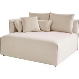 Ottomane OTTO HOME "N&ouml;re", beige (natur), B:138cm H:86cm T:128cm, 60% Baumwolle/40% Leinen, Sofas, Ottomane, kurzes Lounge-Modul - zum Zusammenstellen, Breite 138 cm, Tiefe 128 cm