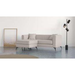 Ecksofa Home Affaire "MATTHEW L-Form ideal f&uuml;r kleine R&auml;ume, Ma&szlig;e B/T/H: 201/162/74 cm", beige (creme), B:201cm H:74cm T:162cm, 100% Polyester, Sofas, Ecksofa, elegantes Designsofa, feine Steppung im R&uuml;cken, incl. Zierkissen