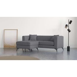 Ecksofa Home Affaire "MATTHEW L-Form ideal f&uuml;r kleine R&auml;ume, Ma&szlig;e B/T/H: 201/162/74 cm", grau (anthrazit), B:201cm H:74cm T:162cm, 100% Polyester, Sofas, Ecksofa, elegantes Designsofa, feine Steppung im R&uuml;cken, incl. Zierkissen