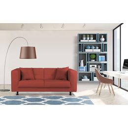 2-Sitzer Home Affaire "Bengo", rot, B:160cm H:68cm T:88cm, Sofas, mit Steppung im Sitz- und R&uuml;ckenbereich, incl. Zierkissen