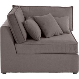 Sofa-Eckelement OTTO HOME "Florid", grau (taupe), B:99cm H:75cm T:100cm, Baumwollmix (60% Baumwolle/40% Leinen);Struktur fein (100% Polyester);Samtoptik (100% Polyester);Samtvelours (100% Polyester);Struktur (100% Polyester);Struktur recycelt (100% recyceltes Polyester), Polsterelemente, Teil eines Modulsofas, fester Sitzkomfort, auch in Cord