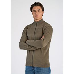 Cardigan LINDBERGH "LINDBERGH Cardigan", Herren, Gr. L, grün (army), Obermaterial: 100% Baumwolle, Strickjacken