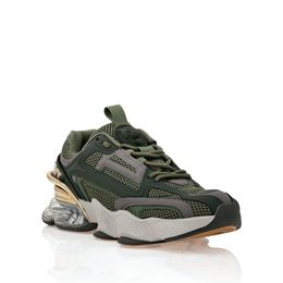 Plein Sport Sneaker 'Tiger Thunder Mix' Herren Größe 41 gold / dunkelgrau / oliv / dunkelgrün