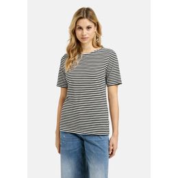 Rundhalsshirt Milano Italy, Damen, Gr. S, schwarz, Single Jersey, Material: 100% Baumwolle, gestreift, regular fit normal, U-Boot-Ausschnitt, eingesetzt gerader Abschluss, Shirts Rundhalsshirt, aus Baumwolle