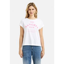 Rundhalsshirt Milano Italy, Damen, Gr. M, wei&szlig;, Single Jersey, Material: 100% Baumwolle, bedruckt, regular fit normal, Rundhals, angeschnitten, Shirts Rundhalsshirt, mit &uuml;berschnittenen Schultern