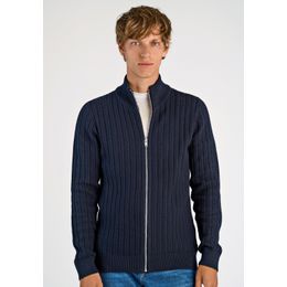 Cardigan LINDBERGH "LINDBERGH Cardigan", Herren, Gr. L, blau (navy), Obermaterial: 60% Baumwolle, 40% Polyester, Strickjacken