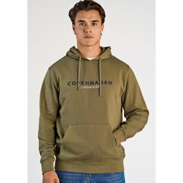 Hoodie LINDBERGH "LINDBERGH Hoodie", Herren, Gr. L, dk olive, Obermaterial: 85% Baumwolle, 15% Polyester, lässig geschnitten, Sweatshirts