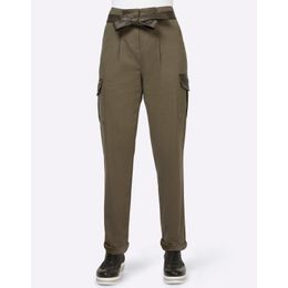Heine Witt Damen Cargohose mit Lederimitat-Details, khaki, Gr&ouml;&szlig;e 36