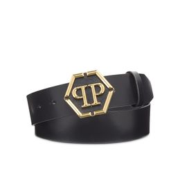 Philipp Plein Gürtel Herren Größe 130 gold / schwarz