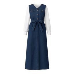 MODAMIHRAM Kleid Damen Gr&ouml;&szlig;e 44 navy / wei&szlig; Winterkleid