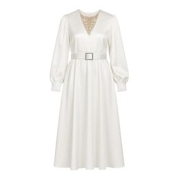 MODAMIHRAM Kleid Damen Gr&ouml;&szlig;e 44 gold / wei&szlig; Winterkleid