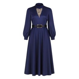 MODAMIHRAM Abendkleid Damen Gr&ouml;&szlig;e 44 blau Winterkleid