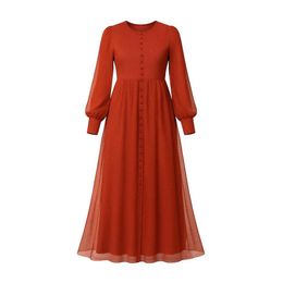 MODAMIHRAM Kleid Damen Gr&ouml;&szlig;e 42 dunkelrot Winterkleid