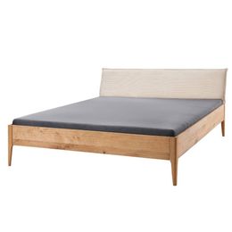 Pharao24.de Bettgestell Massives Holzbett in Wildeichefarben und Beige