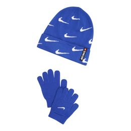 Nike Sportswear Set: Handschuhe und M&uuml;tze 'SWOOSH REPEAT' M&auml;dchen Gr&ouml;&szlig;e XXXS royalblau / wei&szlig;