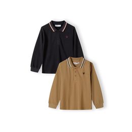 MINOTI Shirt Jungen Gr&ouml;&szlig;e 140/146 karamell / schwarz / wei&szlig;