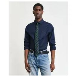 Gant f&uuml;r Herren. 3000302 Pinpoint Slim Fit Oxford Hemd navy (XL), L&auml;ssig, Baumwolle, Klassisch, Langarm, Marine