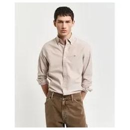 Gant f&uuml;r Herren. 3000202 Slim Fit Oxford Hemd beige (L), L&auml;ssig, Baumwolle, Langarm
