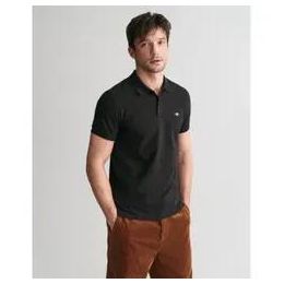 Gant f&uuml;r Herren. 2220 Klassisches schwarzes Baumwoll-Piqu&eacute;-Poloshirt (XL), L&auml;ssig, Baumwolle, Kurzarm