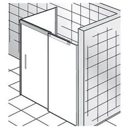HSK K2P Gleitt&uuml;r 2-teilig mit Seitenwand, Gr&ouml;&szlig;e: 160,0 x 90,0 x 200,0 cm, Anschlag rechts, Seitenwand links, 2140160-R-41-50edelglas, Duschkabine: Chromoptik: ESG klar mit Edelglas