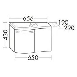 Burgbad Sinea G&auml;ste Bad Mineralguss Waschtisch inklusive Waschtischunterschrank, Becken links, Breite: 656 mm, WTU065ELF2215, Farbe: Eiche Dekor Flanelle / Eiche Dekor Flanelle