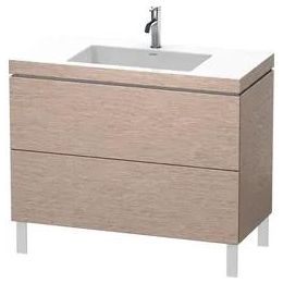 Duravit L-Cube M&ouml;belwaschtisch c-bonded mit Unterbau freistehend, 100x48 cm, 2 Ausz&uuml;ge, ohne &Uuml;berlauf, 1 Hahnloch, LC6938O1111, Farbe: Eiche Kaschmir Echtholzfurnier