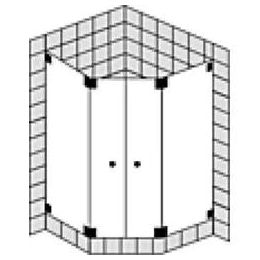 Sprinz Omega Ma&szlig;anfertigung F&uuml;nfeckduschabtrennung mit Pendelt&uuml;ren, Ma&szlig;e bis: 1000x1000x2000mm, O52.0CH, Duschkabine: Beschlagteile: Chrom, Glasart: Kristall hell mit SpriClean