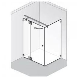 HSK Kienle rahmenlos Dreht&uuml;r mit Festfeld und Seitenwand K.23, bis 1000x2000mm, Anschlag links, K.23-L-90-50, Duschkabine: edelstahl look: ESG klar