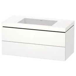 Duravit L-Cube M&ouml;belwaschtisch c-bonded mit Unterbau wandh&auml;ngend, 100x48 cm, 2 Schubk&auml;sten, ohne &Uuml;berlauf, ohne Hahnloch, LC6928N2727, Farbe: Wei&szlig;er Flieder Hochglanz Lack