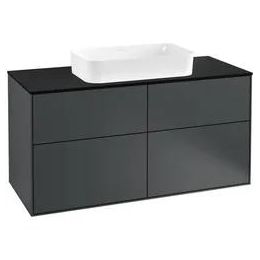 Villeroy & Boch Villeroy & Boch Finion Waschtischunterschrank, 4 Ausz&uuml;ge, Waschbecken mittig, mit Hahnloch, 1200x603x501mm, Glass Black Matt, F26200HG, Farbe: Midnight Blue Matt Lacquer