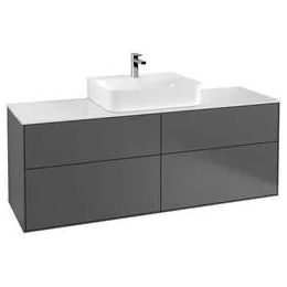 Villeroy & Boch Villeroy & Boch Finion Waschtischunterschrank, Waschbecken mittig, 1600x603x501mm, Glass Black Matt, F19200HB, Farbe: Peony