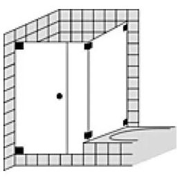 Sprinz Omega Ma&szlig;anfertigung Eckdusche mit Pendelt&uuml;r o. T&uuml;r mit Seitenteil inklusive verk&uuml;rzter Seitenwand, Ma&szlig;e bis: 900x900x2000mm, O18.9SOM, Duschkabine: Beschlagteile: Sonderoberfl&auml;che, Glasart: