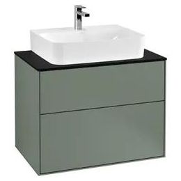 Villeroy & Boch Villeroy & Boch Finion Waschtischunterschrank, 2 Ausz&uuml;ge, Waschbecken mittig, 800x603x501mm, Glass Black Matt, F09200GM, Farbe: Olive Matt Lacquer