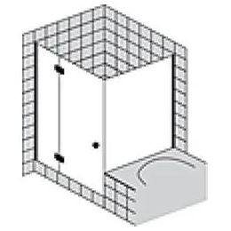 Sprinz Fortuna teilgerahmte Eckdusche T&uuml;r mit verk&uuml;rztem Seitenteil auf Badewanne, Anschlag rechts, 1000x1000x2000mm, FA12R002003301S, Duschkabine: Beschlagteile: Chrom, Glasart: Kristall hell mit