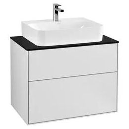 Villeroy & Boch Villeroy & Boch Finion Waschtischunterschrank, mit Beleuchtung, Waschbecken mittig, 800x603x501mm, Glass Black Matt, G09200MT, Farbe: White Matt Lacquer