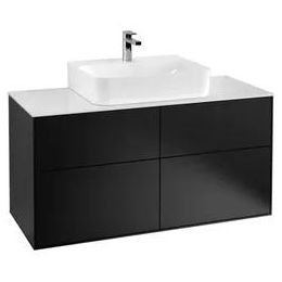 Villeroy & Boch Villeroy & Boch Finion Waschtischunterschrank, 4 Ausz&uuml;ge, mit Beleuchtung, 1200x603x501mm, Glass White Matt, G13100PD, Farbe: Black Matt Lacquer
