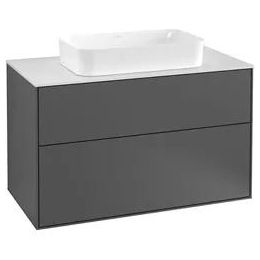 Villeroy & Boch Villeroy & Boch Finion Waschtischunterschrank, 2 Ausz&uuml;ge, 1000x603x501mm, Glass Black Matt, F23200GK, Farbe: Anthracite Matt
