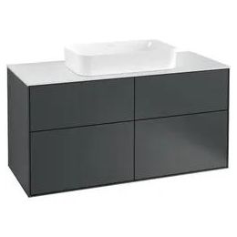 Villeroy & Boch Villeroy & Boch Finion Waschtischunterschrank, 4 Ausz&uuml;ge, mit Beleuchtung, Waschbecken mittig, mit Hahnloch, 1200x603x501mm, Glass White Matt, G26100HG, Farbe: Midnight Blue Matt Lacquer