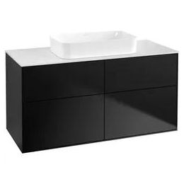 Villeroy & Boch Villeroy & Boch Finion Waschtischunterschrank, 4 Ausz&uuml;ge, Waschbecken mittig, ohne Hahnloch, 1200x603x501mm, Glass White Matt, F67100PD, Farbe: Black Matt Lacquer