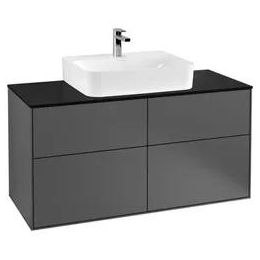 Villeroy & Boch Villeroy & Boch Finion Waschtischunterschrank, 4 Ausz&uuml;ge, mit Beleuchtung, 1200x603x501mm, Glass White Matt, G13200GK, Farbe: Anthracite Matt