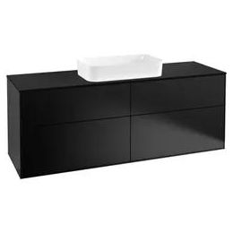 Villeroy & Boch Villeroy & Boch Finion Waschtischunterschrank, 4 Ausz&uuml;ge, mit Beleuchtung, mit Hahnloch, 1600x603x501mm, Glass Black Matt, G32200PD, Farbe: Black Matt Lacquer