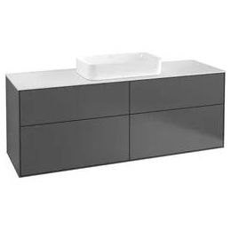 Villeroy & Boch Villeroy & Boch Finion Waschtischunterschrank, 4 Ausz&uuml;ge, mit Hahnloch, 1600x603x501mm, Glass White Matt, F32100GK, Farbe: Anthracite Matt