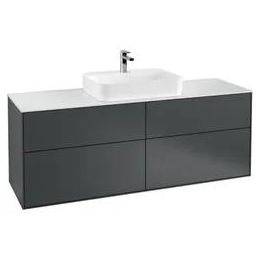 Villeroy & Boch Villeroy & Boch Finion Waschtischunterschrank, 4 Ausz&uuml;ge, mit Beleuchtung, Waschbecken mittig, 1600x603x501mm, Glass White Matt, G44100HG, Farbe: Midnight Blue Matt Lacquer