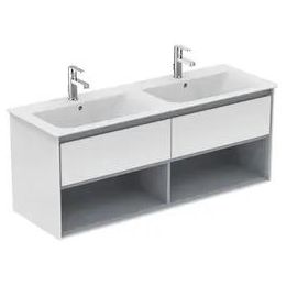 Ideal Standard Connect Air M&ouml;beldoppel-Waschtischunterschrank, 1300x440x517mm, 2 Ausz&uuml;ge, E0831KN, Farbe: Wei&szlig; gl&auml;nzend / hellgrau matt
