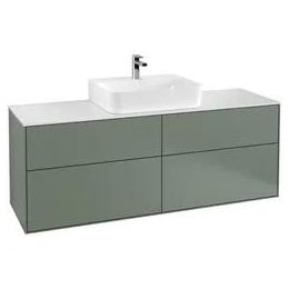 Villeroy & Boch Villeroy & Boch Finion Waschtischunterschrank, mit Beleuchtung, Waschbecken mittig, 1600x603x501mm, Glass White Matt, G19100GM, Farbe: Olive Matt Lacquer