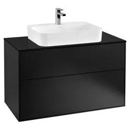 Villeroy & Boch Villeroy & Boch Finion Waschtischunterschrank, 2 Ausz&uuml;ge, mit Beleuchtung, 1000x603x501mm, Glass Black Matt, G35200PD, Farbe: Black Matt Lacquer