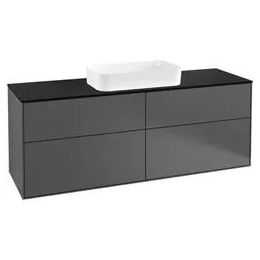 Villeroy & Boch Villeroy & Boch Finion Waschtischunterschrank, 4 Ausz&uuml;ge, mit Beleuchtung, mit Hahnloch, 1600x603x501mm, Glass Black Matt, G32200GK, Farbe: Anthracite Matt
