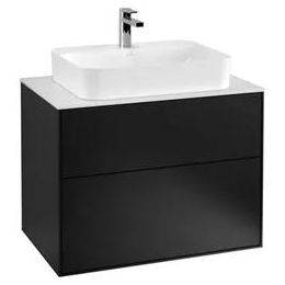 Villeroy & Boch Villeroy & Boch Finion Waschtischunterschrank, 2 Ausz&uuml;ge, mit Beleuchtung, 800x603x501mm, Glass White Matt, G34100PD, Farbe: Black Matt Lacquer