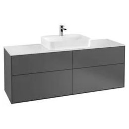 Villeroy & Boch Villeroy & Boch Finion Waschtischunterschrank, 4 Ausz&uuml;ge, mit Beleuchtung, Waschbecken mittig, 1600x603x501mm, Glass White Matt, G44100GK, Farbe: Anthracite Matt